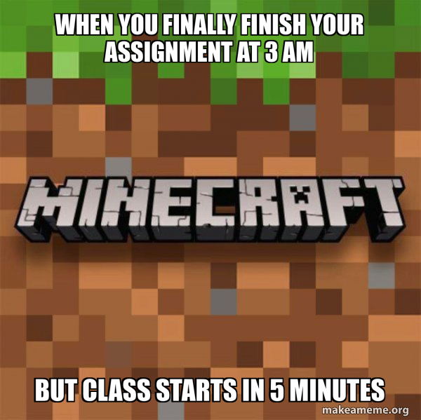 When you finally finish your assignment at 3 AM But class starts in 5 ...