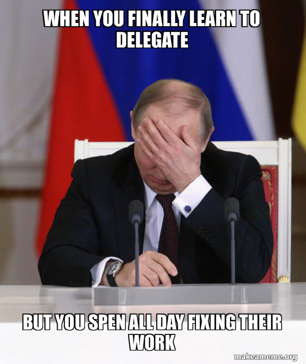 WHEN YOU FINALLY LEARN TO DELEGATE BUT YOU SPEN ALL DAY FIXING THEIR ...