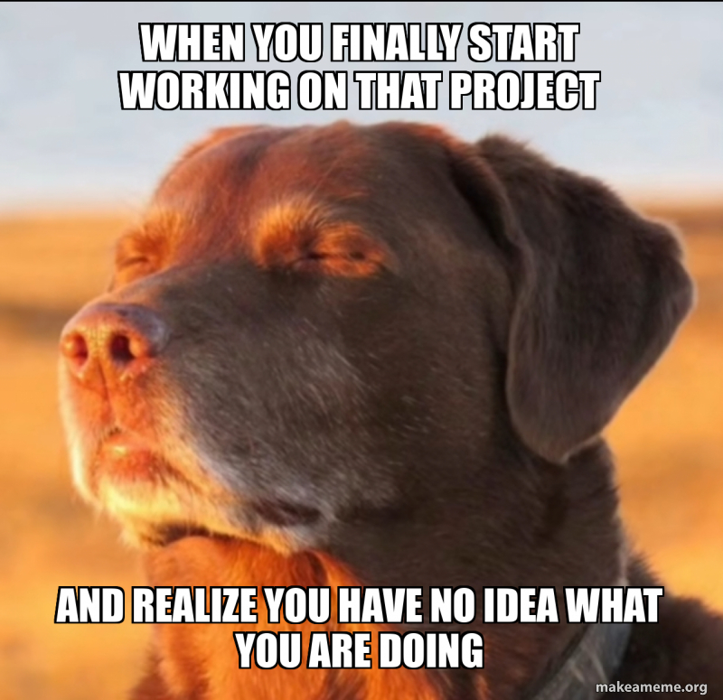 When you finally start working on that project And realize you have no ...