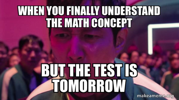 When you finally understand the math concept But the test is tomorrow ...
