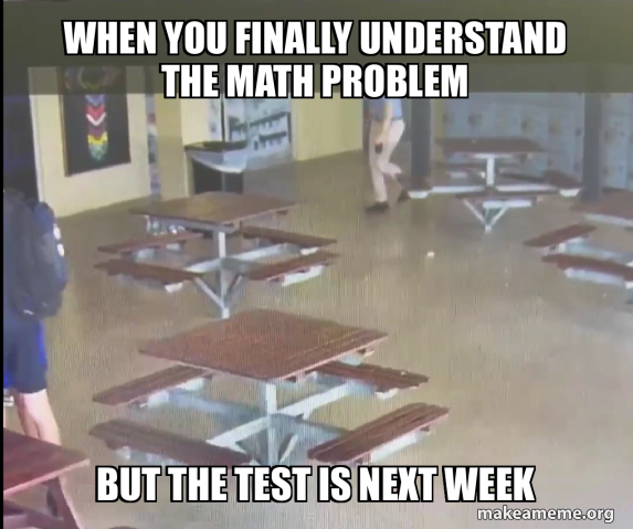 When you finally understand the math problem But the test is next week ...