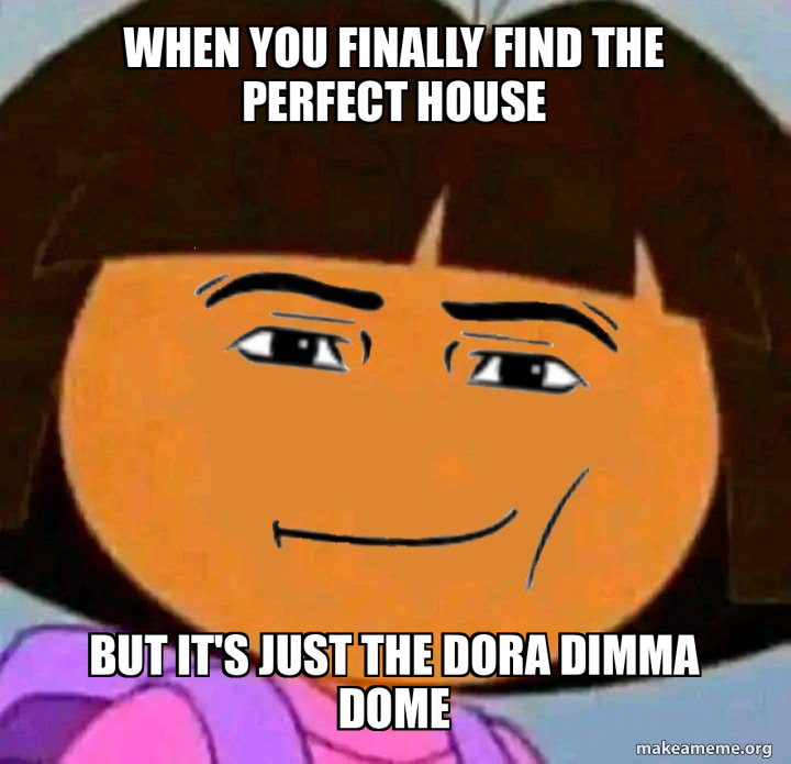 When you finally find the perfect house But it's just the Dora Dimma ...