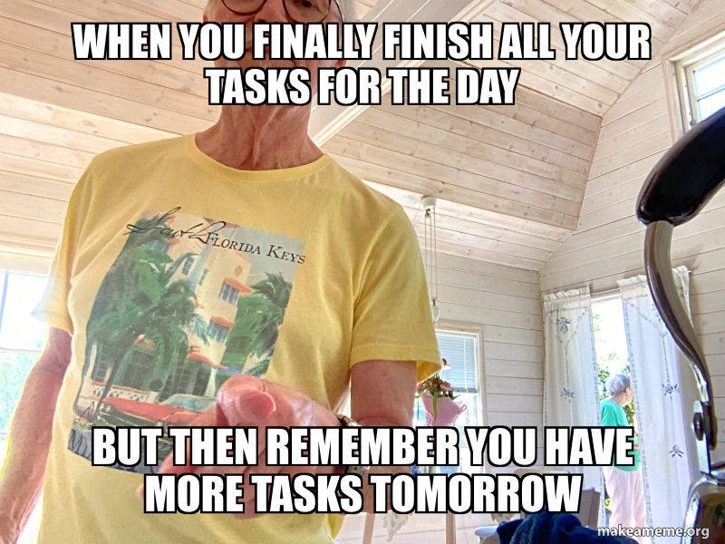 When you finally finish all your tasks for the day But then remember ...