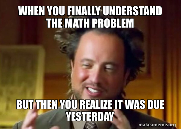 When you finally understand the math problem But then you realize it ...