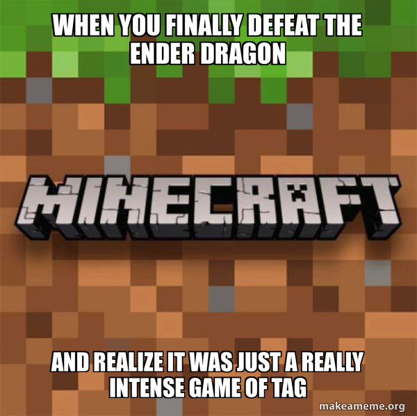 When you finally defeat the Ender Dragon And realize it was just a ...