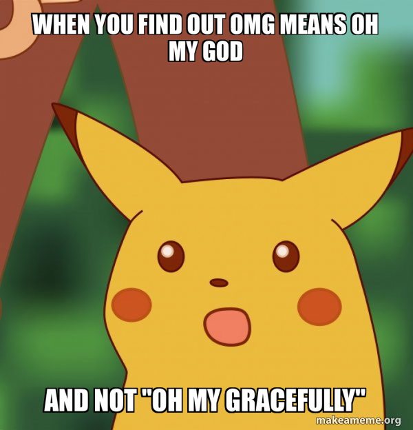 When you find out OMG means oh my god And not "oh my gracefully ...