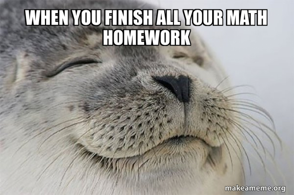 When you finish all your math homework - Satisfied Seal Meme Generator