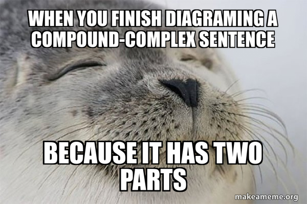 when you finish diagraming a compound-complex sentence because it has ...