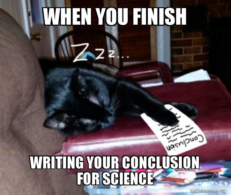When you finish writing your conclusion for science Meme Generator