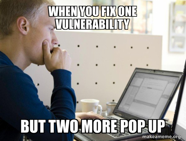 When you fix one vulnerability but two more pop up - Programmer Meme ...