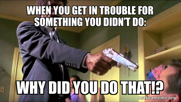 When you get in trouble for something you didn’t do: WHY DID YOU DO ...