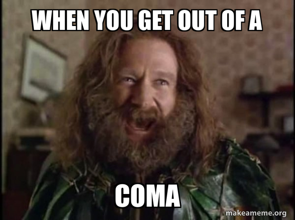 when you get out of a coma - Robin Williams - What year is it? Jumanji Meme Generator