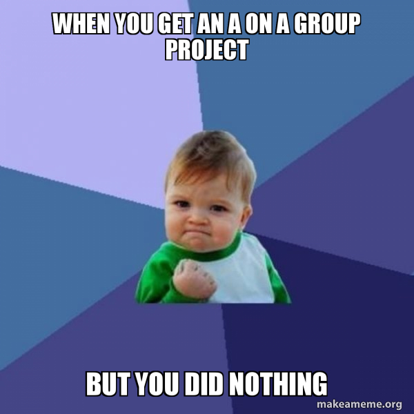 When you get an A on a group project But you did nothing - Success Kid ...