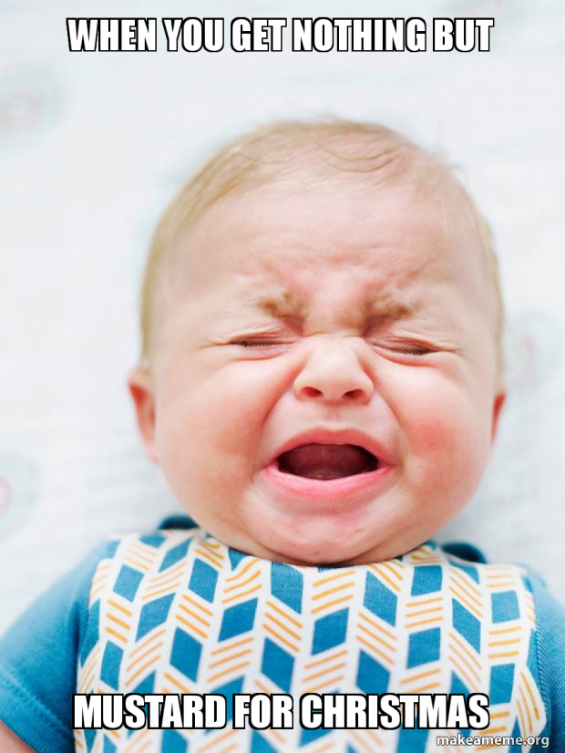 when you get nothing but mustard for christmas Meme Generator