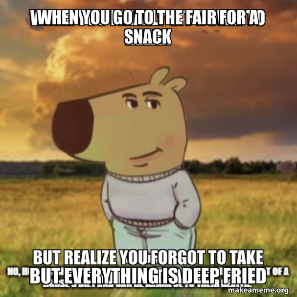 When you go to the fair for a snack But everything is deep fried Meme ...