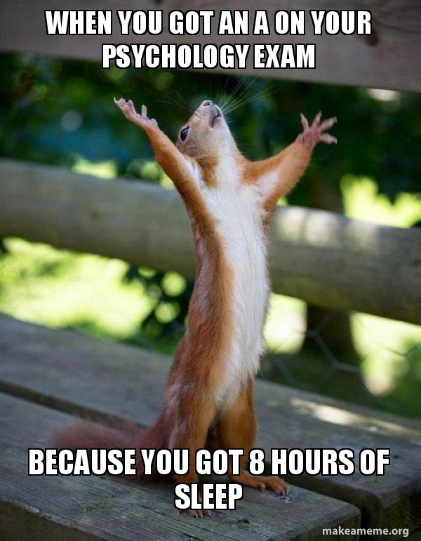 when you got an A on your psychology exam because you got 8 hours of ...