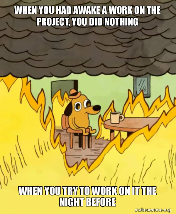when you had awake a work on the project, you did nothing when you try ...