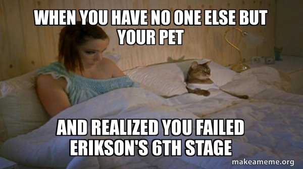when you have no one else but your pet and realized you failed erikson ...
