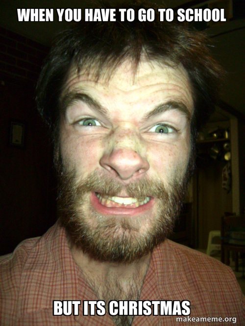 when you have to go to school but its christmas Meme Generator