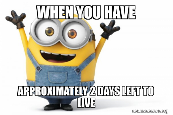 when you have approximately 2 days left to live - Happy Minion Meme ...