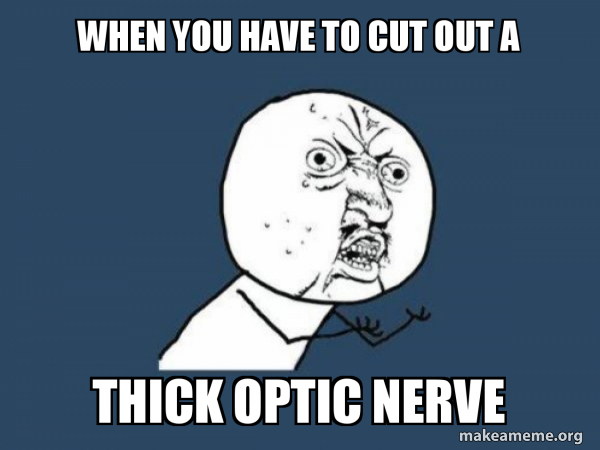when you have to cut out a thick optic nerve - Y U No Meme Generator