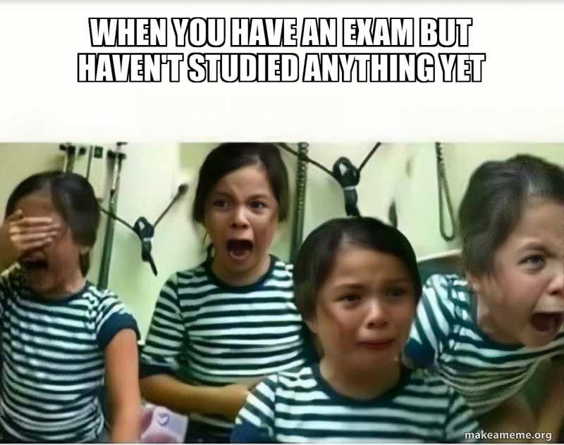When you have an exam but haven't studied anything yet Meme Generator