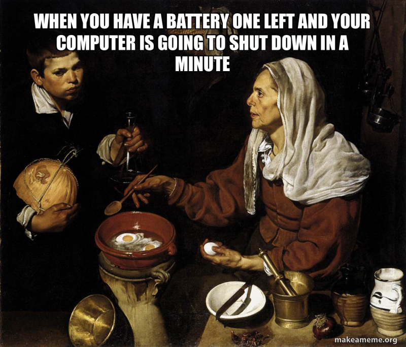 When you have a battery one left and your computer is going to shut ...
