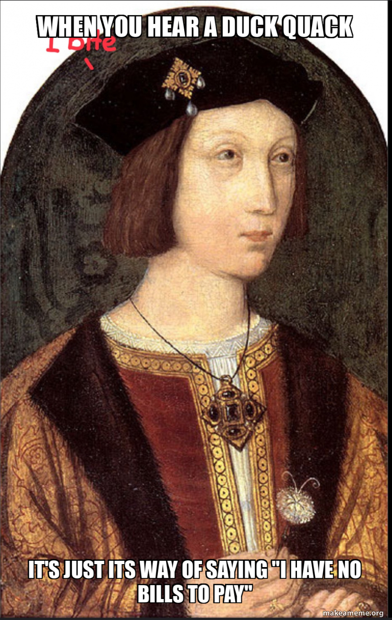 When you hear a duck quack It's just its way of saying "I have no bills ...