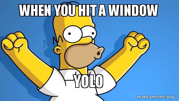 WHEN YOU HIT A WINDOW YOLO - Happy Homer | Make a Meme