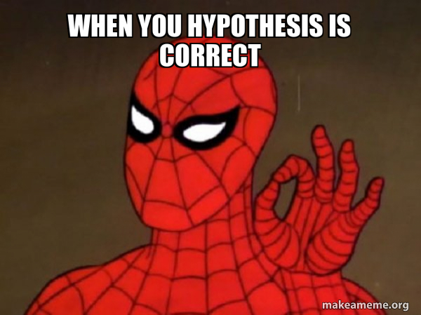 When you hypothesis is correct - Spiderman - Care factor Zero Meme ...