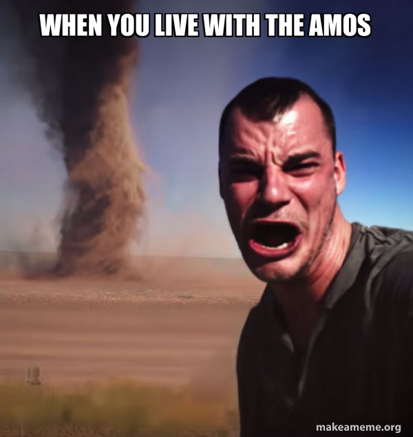 When you live with the amos - Tornado Guy Meme Generator