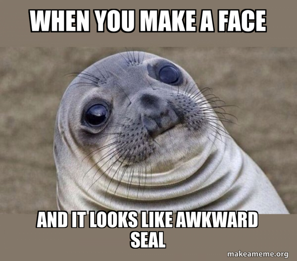When you make a face And it looks like awkward seal - Squeamish Seal ...