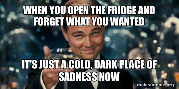 When you open the fridge and forget what you wanted It's just a cold ...