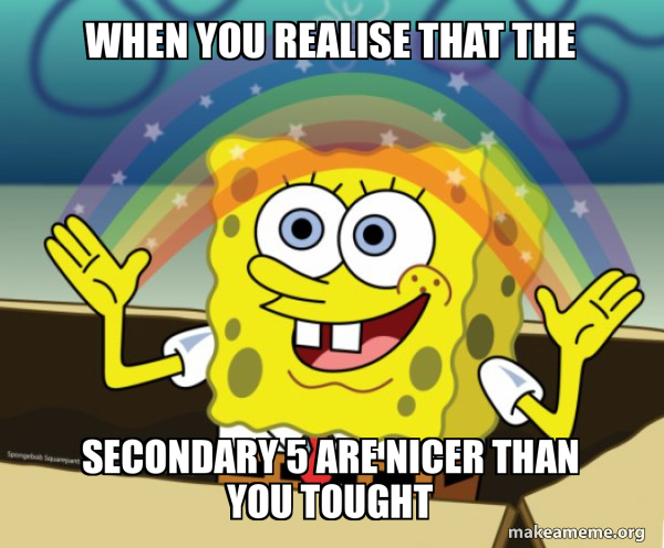 when you realise that the secondary 5 are nicer than you tought ...