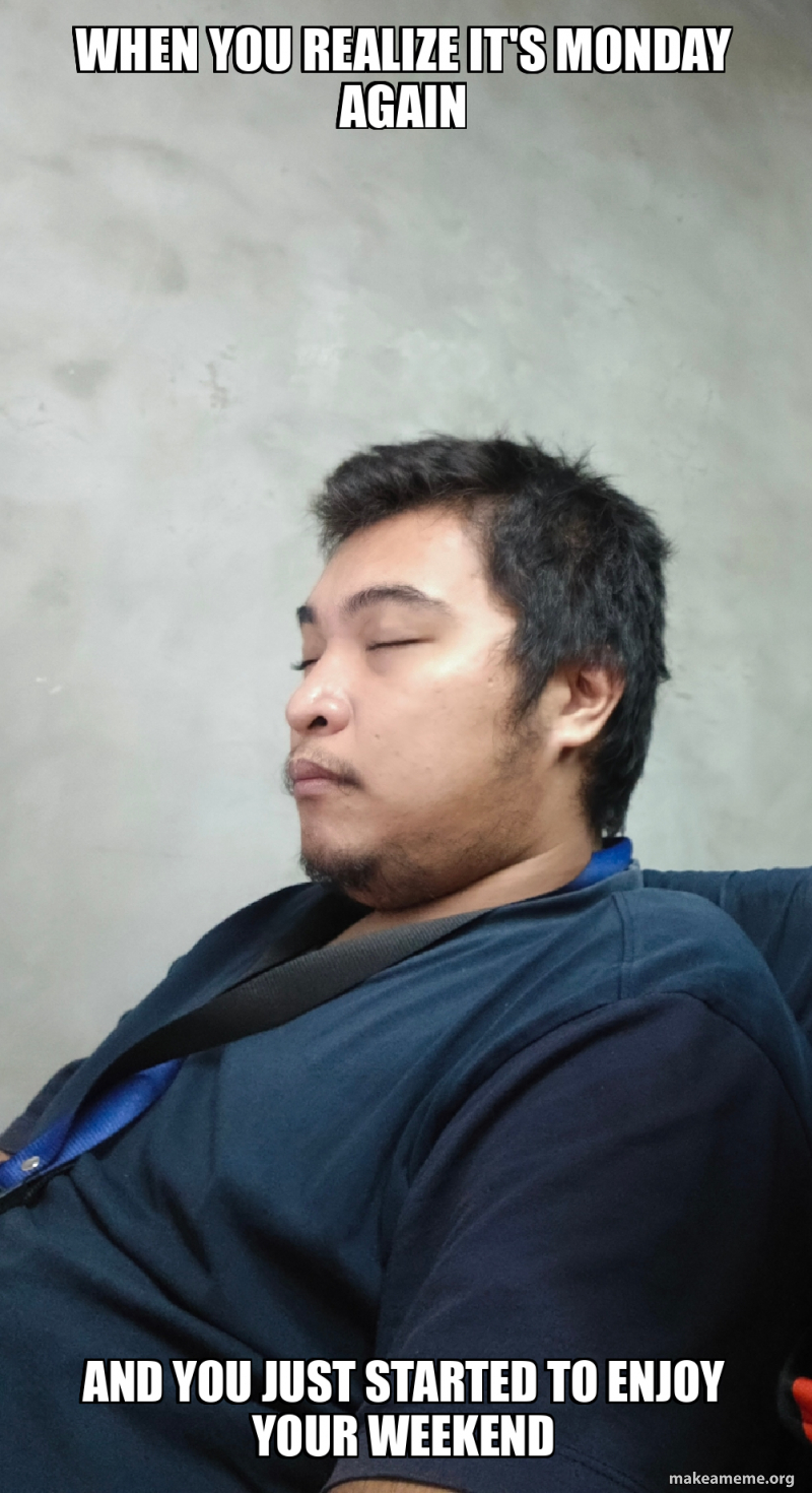 When you realize it's Monday again And you just started to enjoy your ...