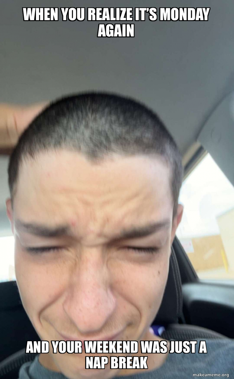 When you realize it’s Monday again And your weekend was just a nap ...