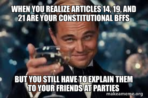 When you realize Articles 14, 19, and 21 are your constitutional BFFs ...