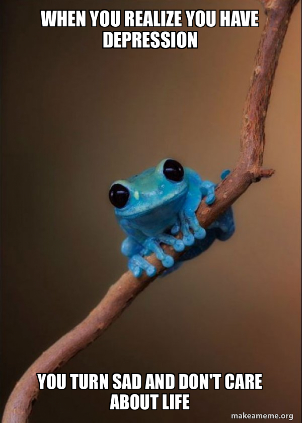 when you realize you have depression you turn sad and don't care about ...