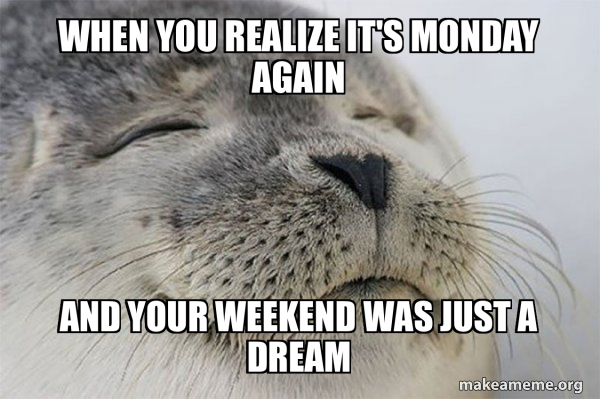 When you realize it's Monday again And your weekend was just a dream ...