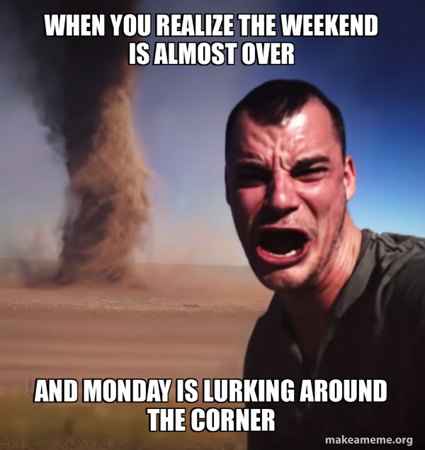 When you realize the weekend is almost over And Monday is lurking ...