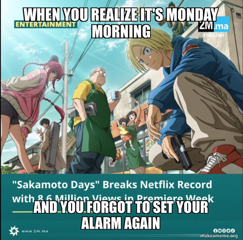 When you realize it's Monday morning and you forgot to set your alarm ...