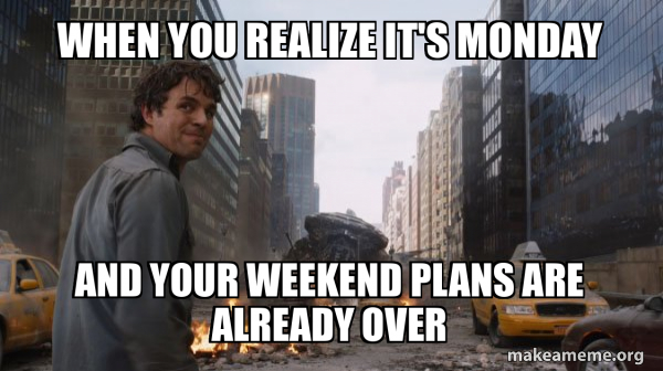 When you realize it's Monday And your weekend plans are already over ...
