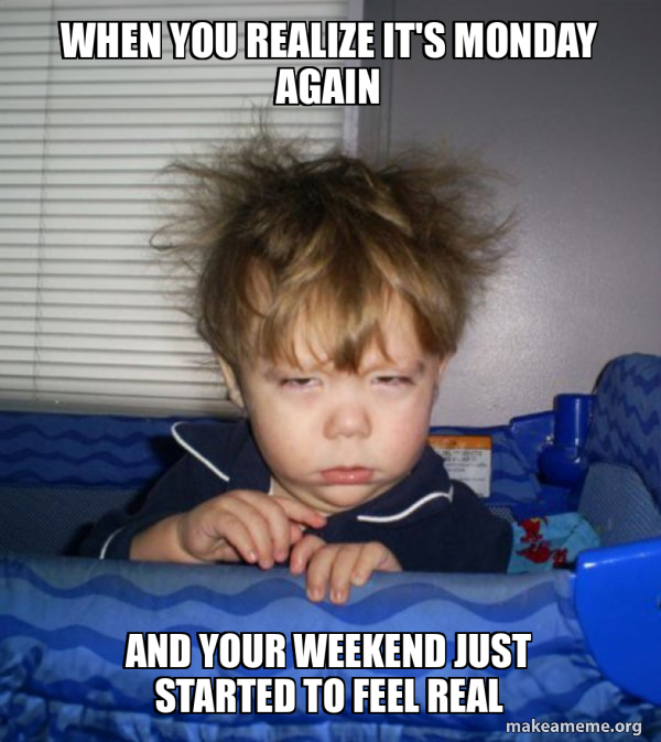 When you realize it's Monday again And your weekend just started to ...