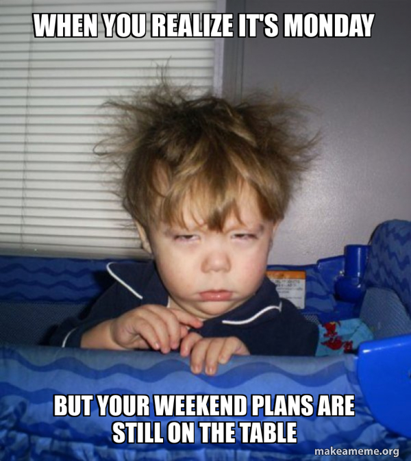 When you realize it's Monday But your weekend plans are still on the ...