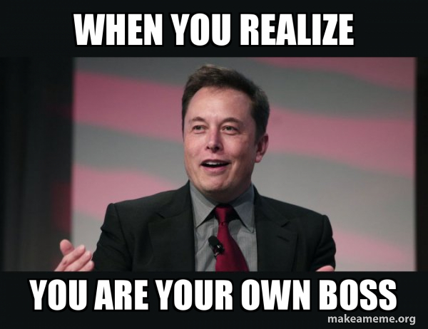 When you realize You are your own boss - Elon Musk Meme Generator