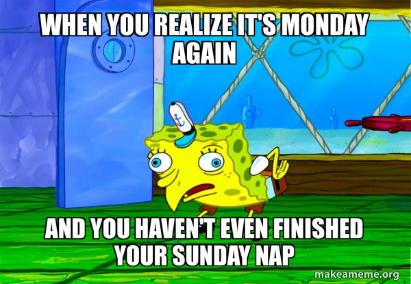 When you realize it's Monday again And you haven't even finished your ...
