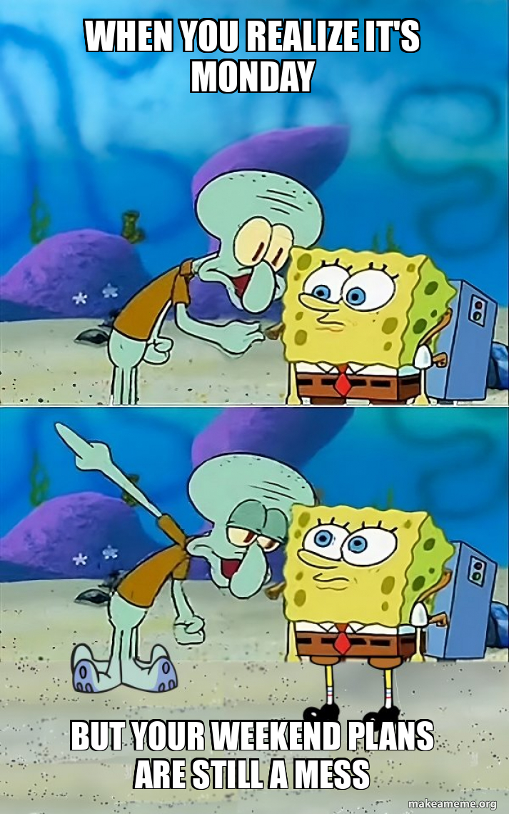 When you realize it's Monday But your weekend plans are still a mess ...