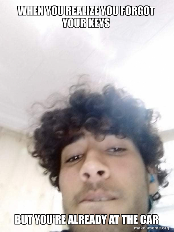 When you realize you forgot your keys But you're already at the car ...