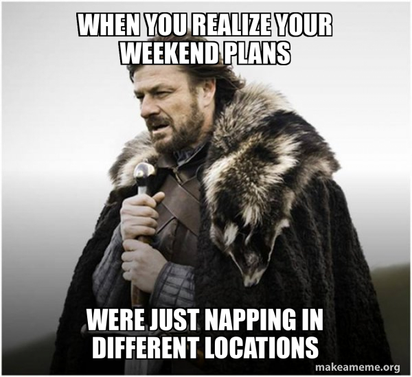 When you realize your weekend plans Were just napping in different ...
