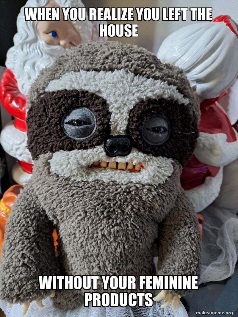 When you realize you left the house without your feminine products Meme ...